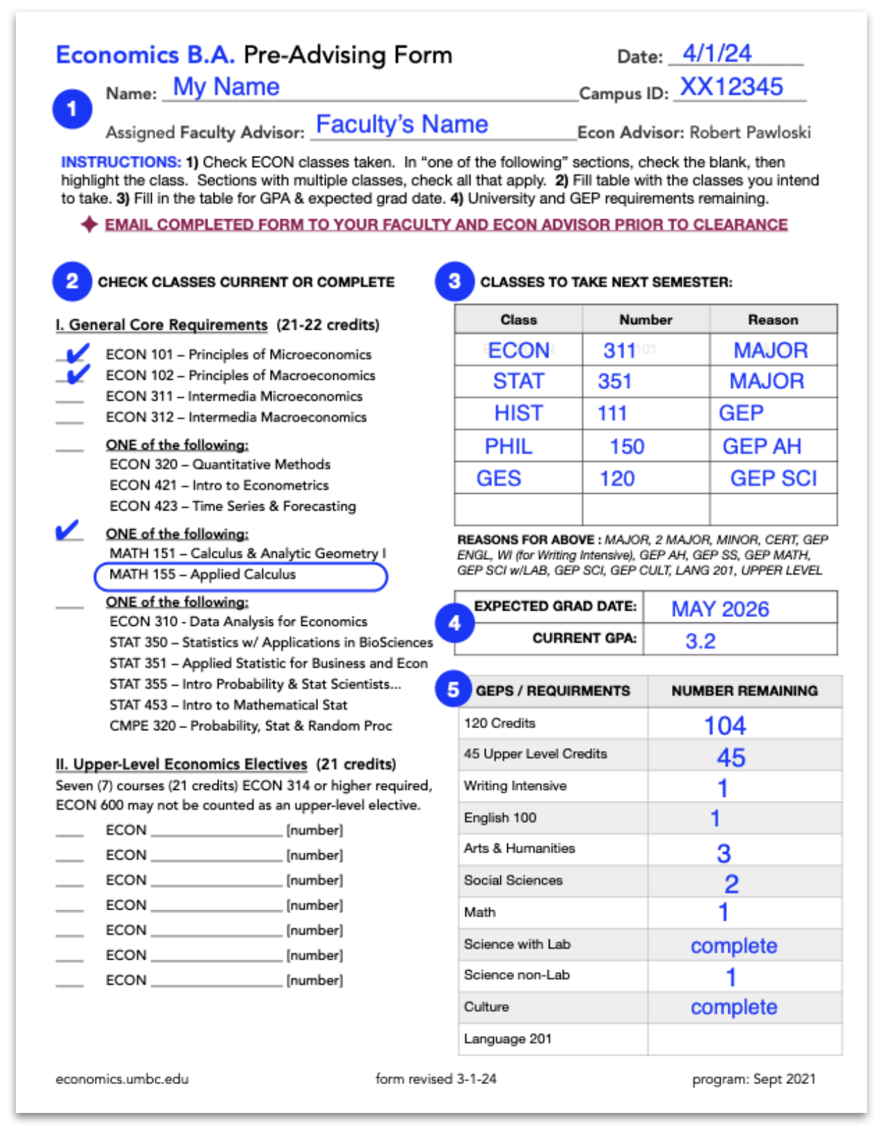 Econ Pre-Advising Forms – Department of Economics – UMBC